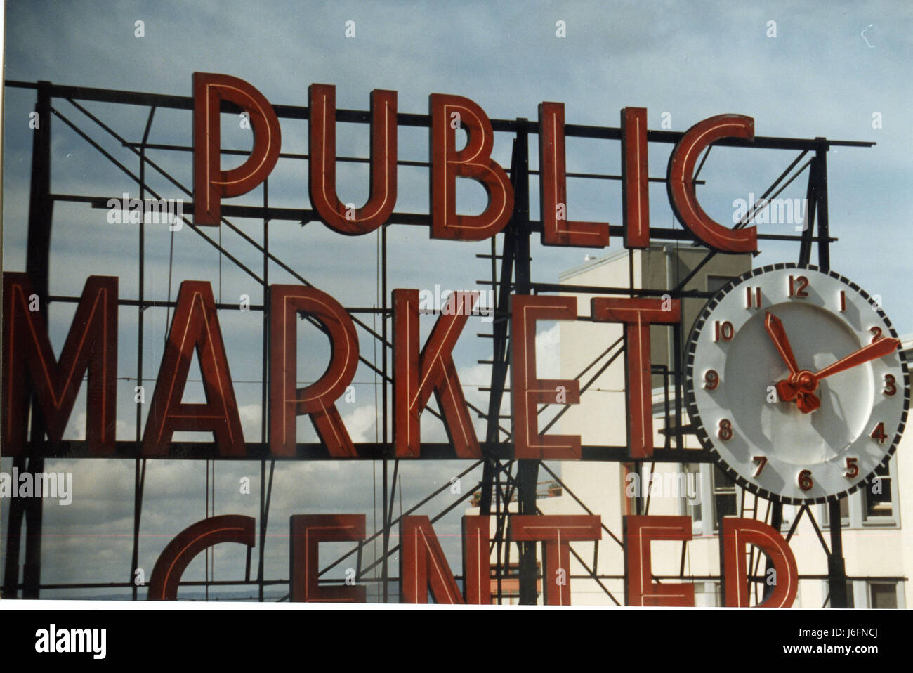 A PICTURE OF A SIGN PUBLIC MARKET CENTER Stock Photo - Alamy