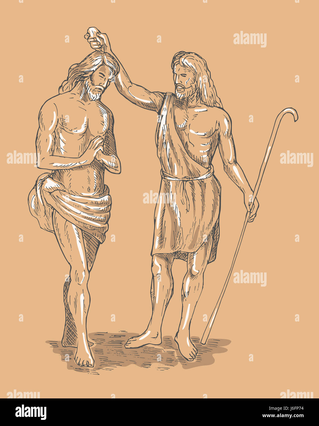 god saint christ john jesus religious cane illustration standing ...