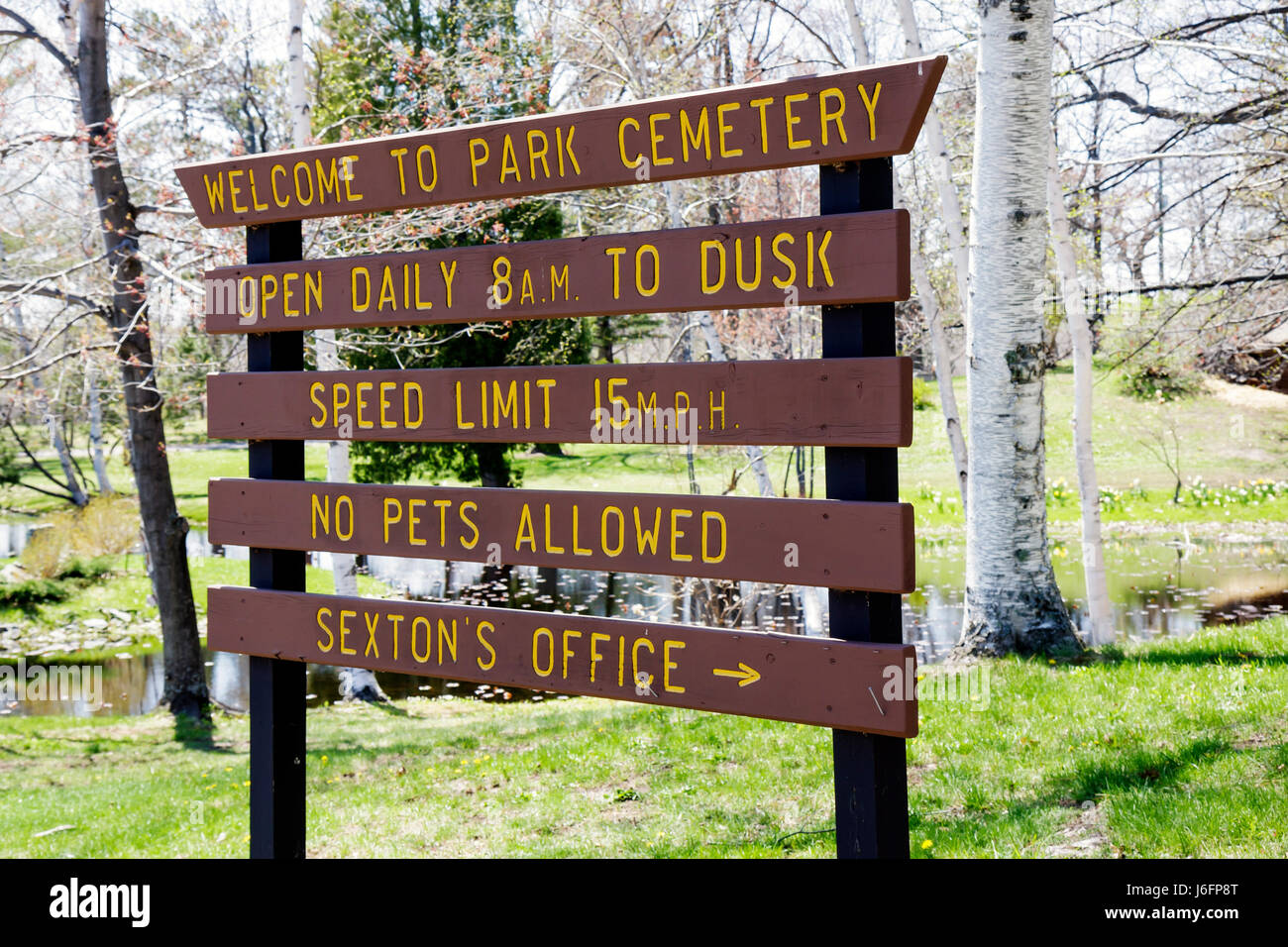 Marquette Michigan Upper Peninsula UP Lake Superior,Park Cemetery,sign ...