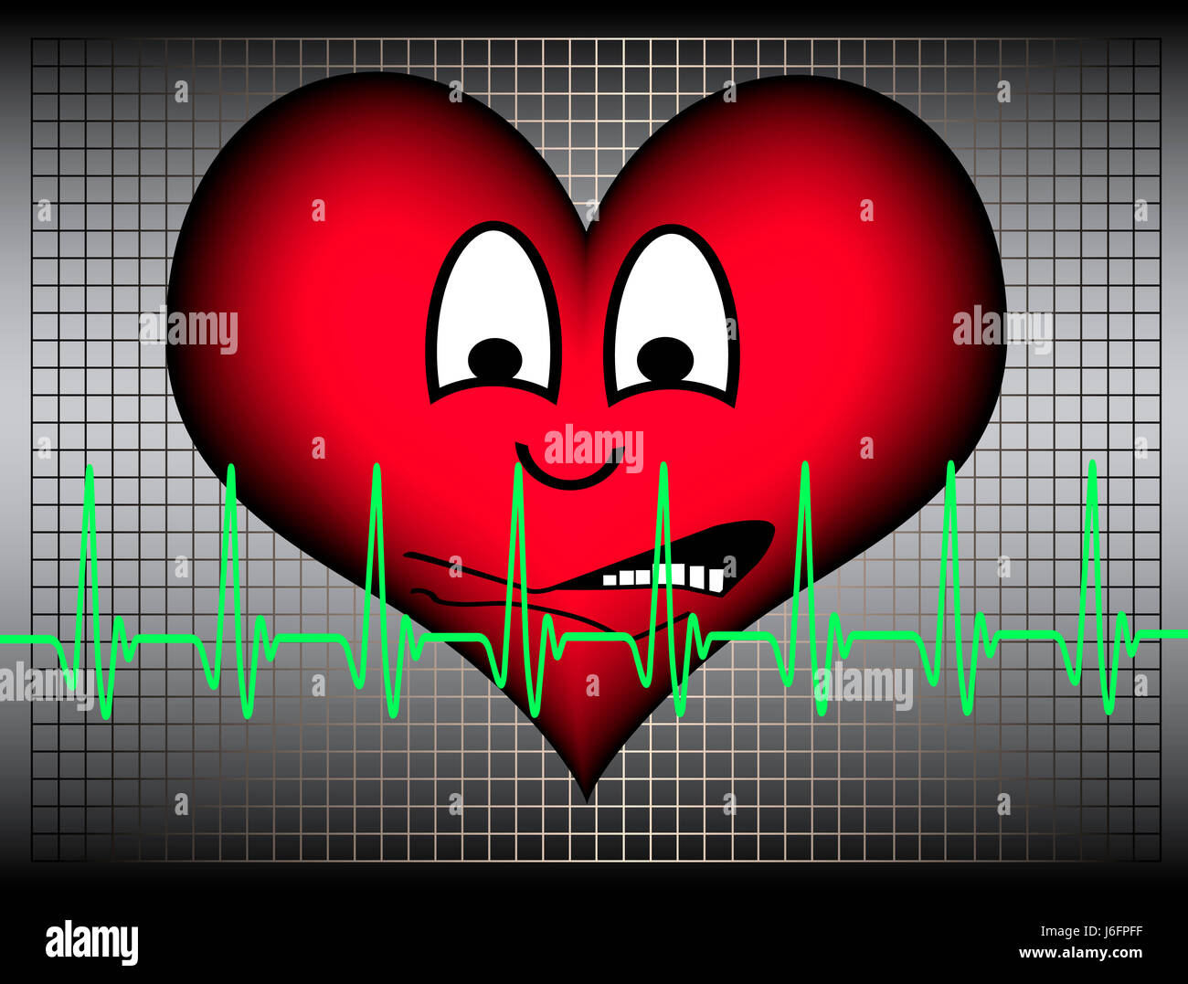 anxious heart with cardiogram Stock Photo - Alamy