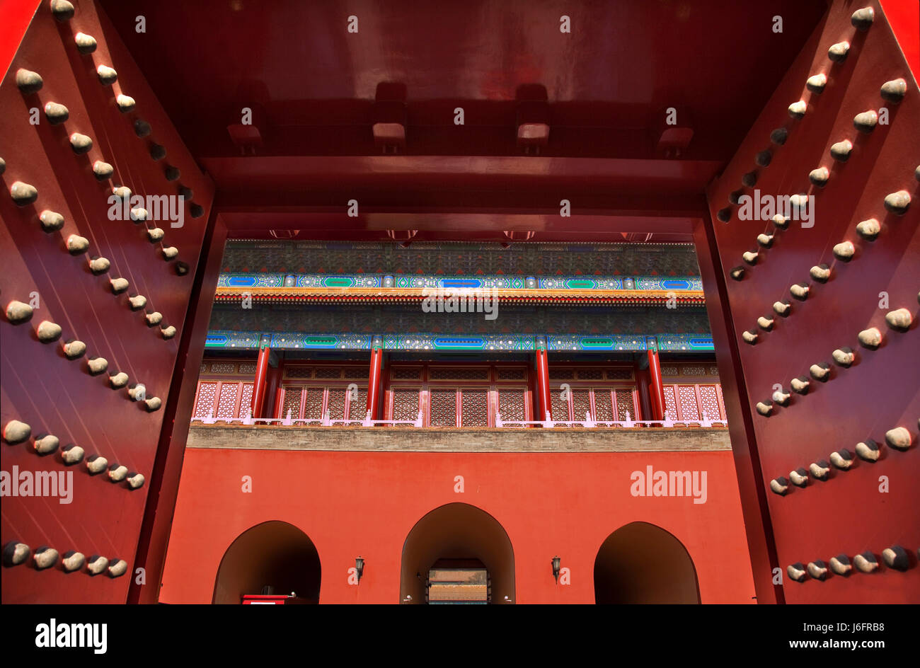 goal passage gate archgway gantry door beijing red detail historical ...