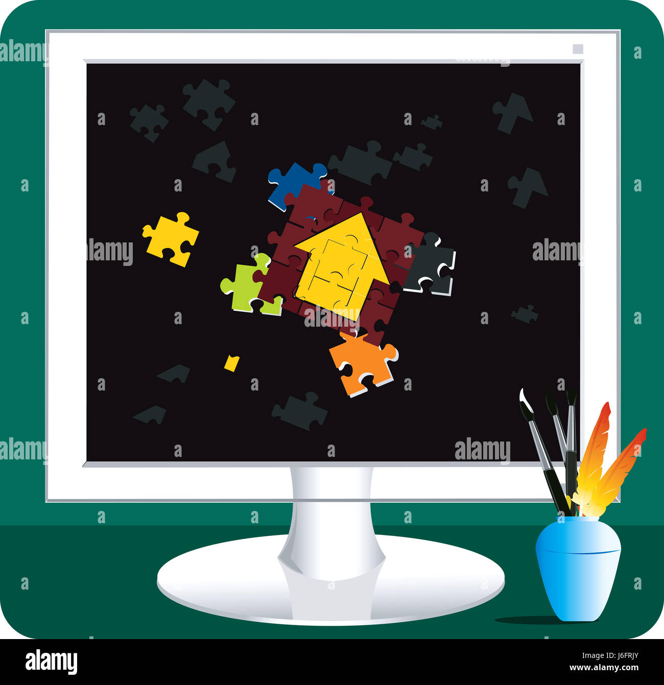 monitor screen jigsaw puzzle jigsaw puzzle board entertainment game ...
