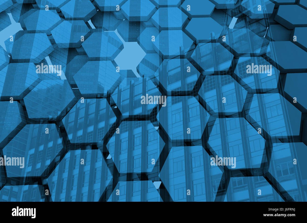 Blockchain Distributed ledger technology , Blue Hexagon six-sided ...