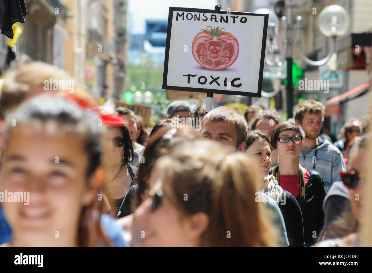 Lyon: people march to protest against Monsanton and GMO use Stock Photo ...