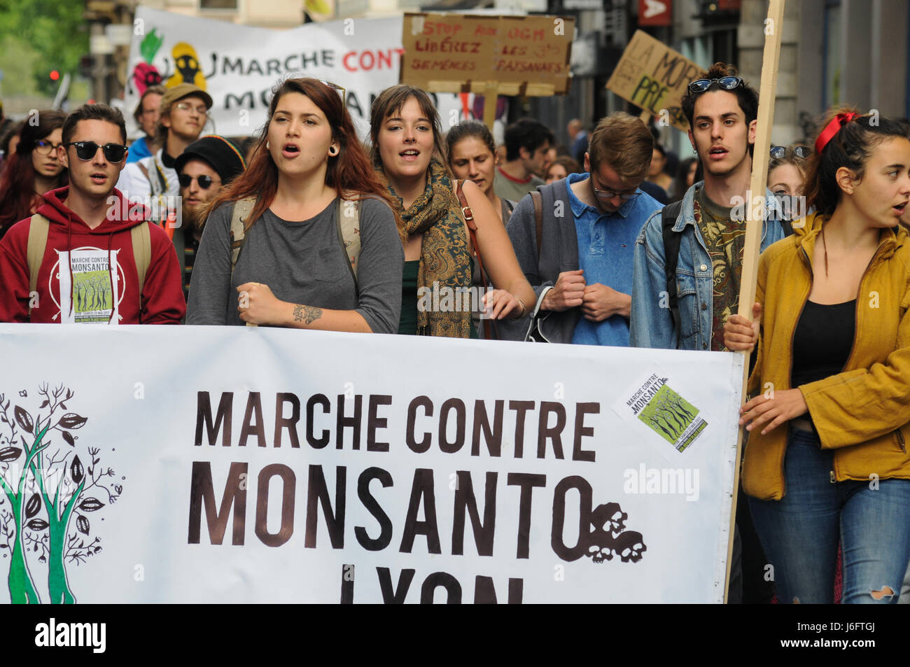 Lyon: people march to protest against Monsanton and GMO use Stock Photo ...