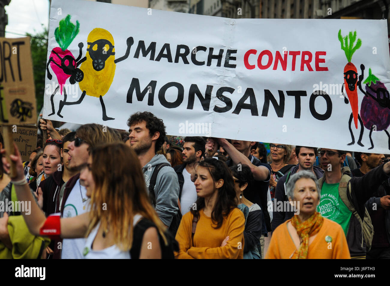 Lyon: people march to protest against Monsanton and GMO use Stock Photo ...