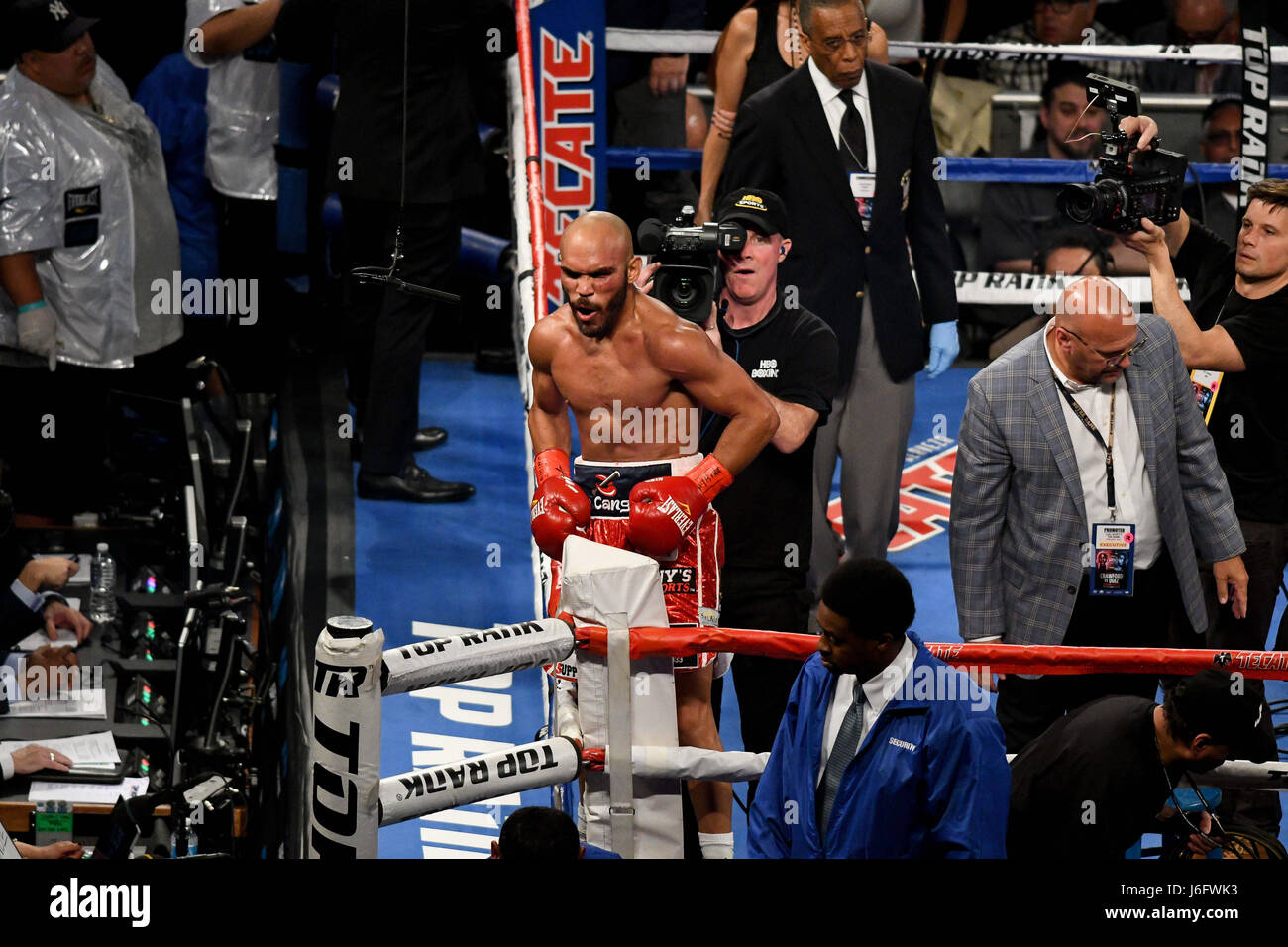 New York, New York, USA. 20th May, 2017. RAY BELTRAN celebrates after ...