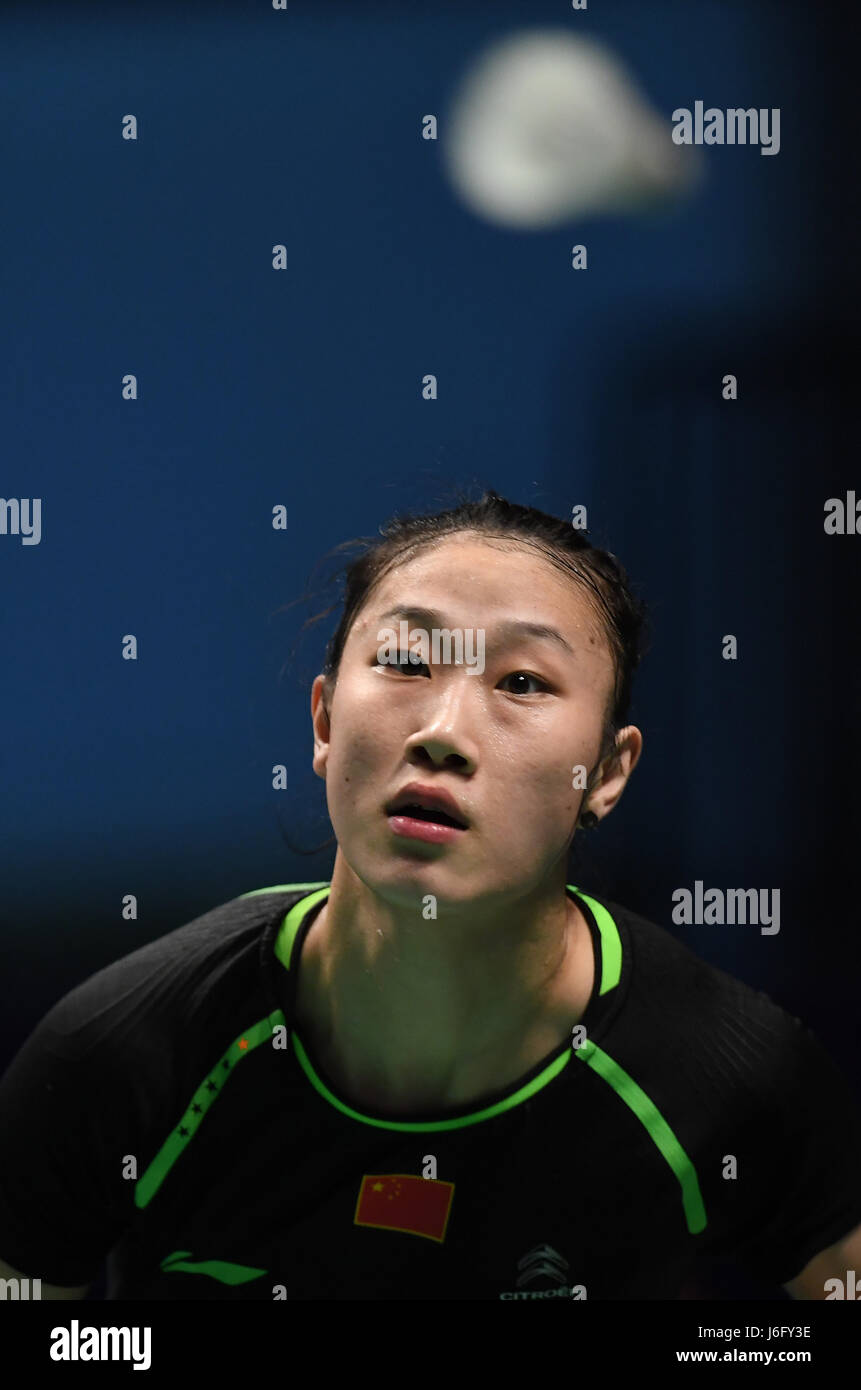 Gold Coast, Australia. 21st May, 2017. China's Sun Yu looks on during ...