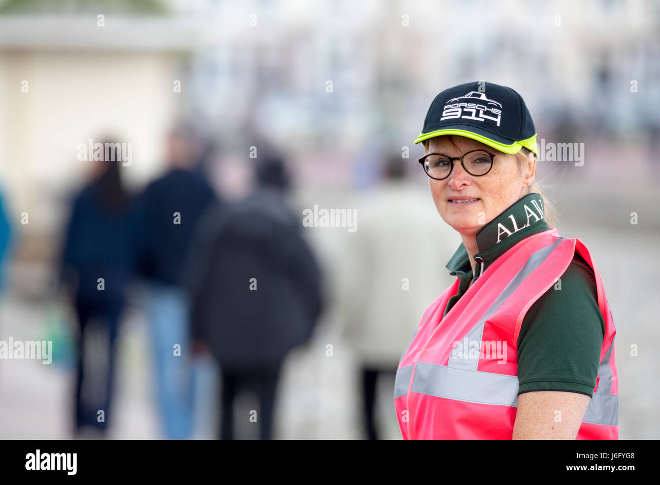 Female marshal at The Porsche Club of Great Britain meeting on the ...