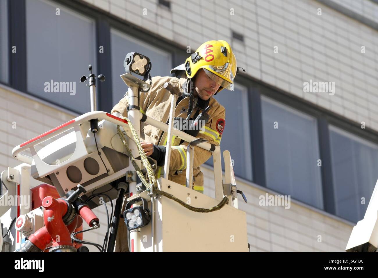 Helsinki, Finland. 21st May, 2017. A firemen works at the scene of a ...