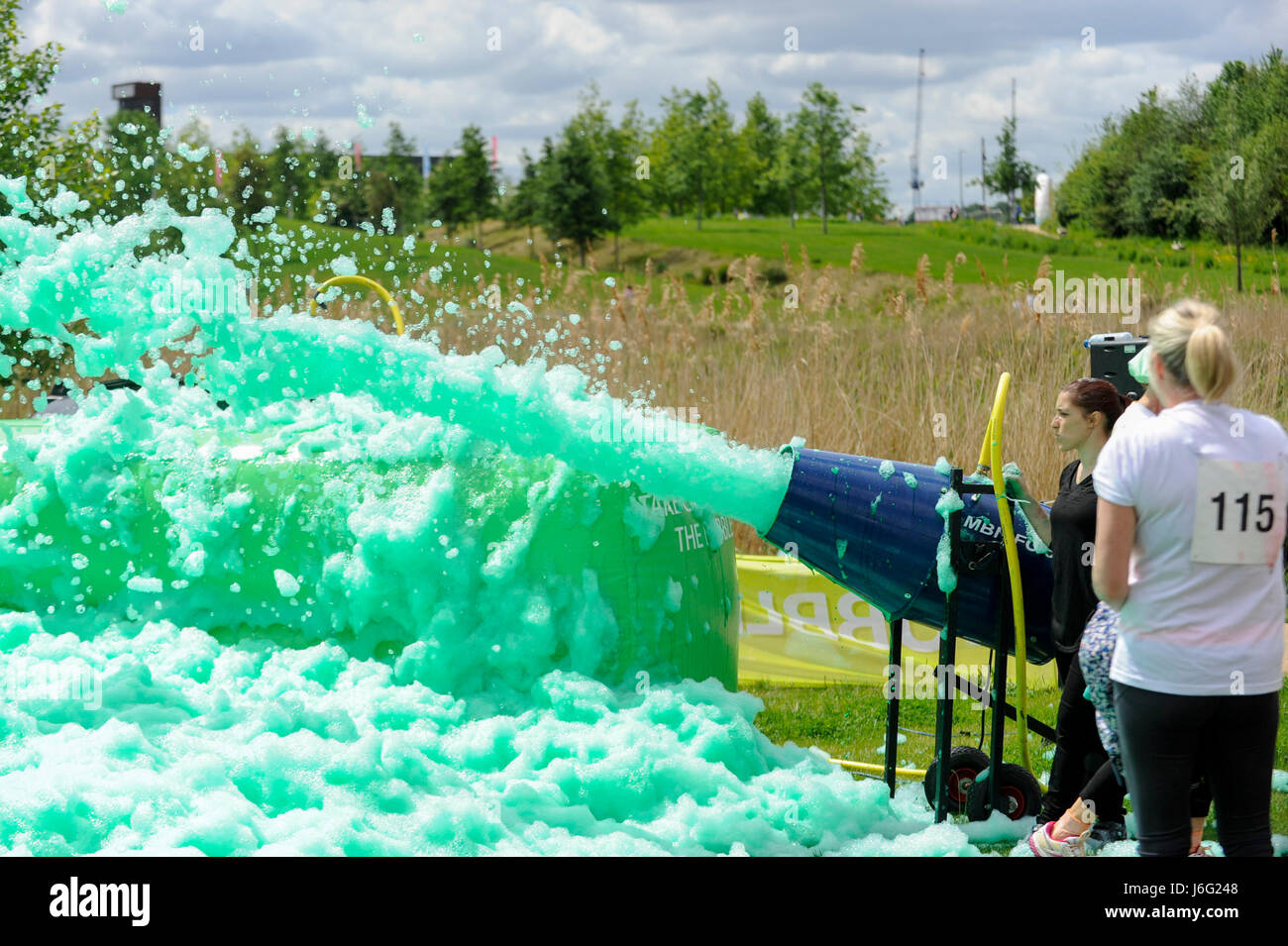 London, UK. 21 May 2017. People take part in The Bubble Rush held at ...