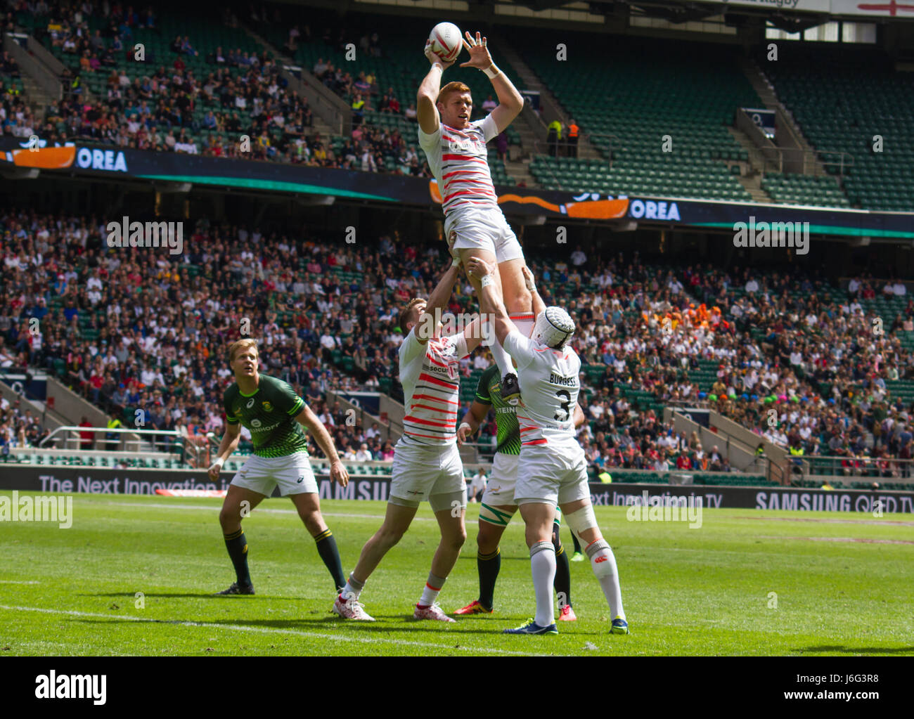 London, UK. 21st May 2017. James Rodwell (Eng) wins the ball during a ...