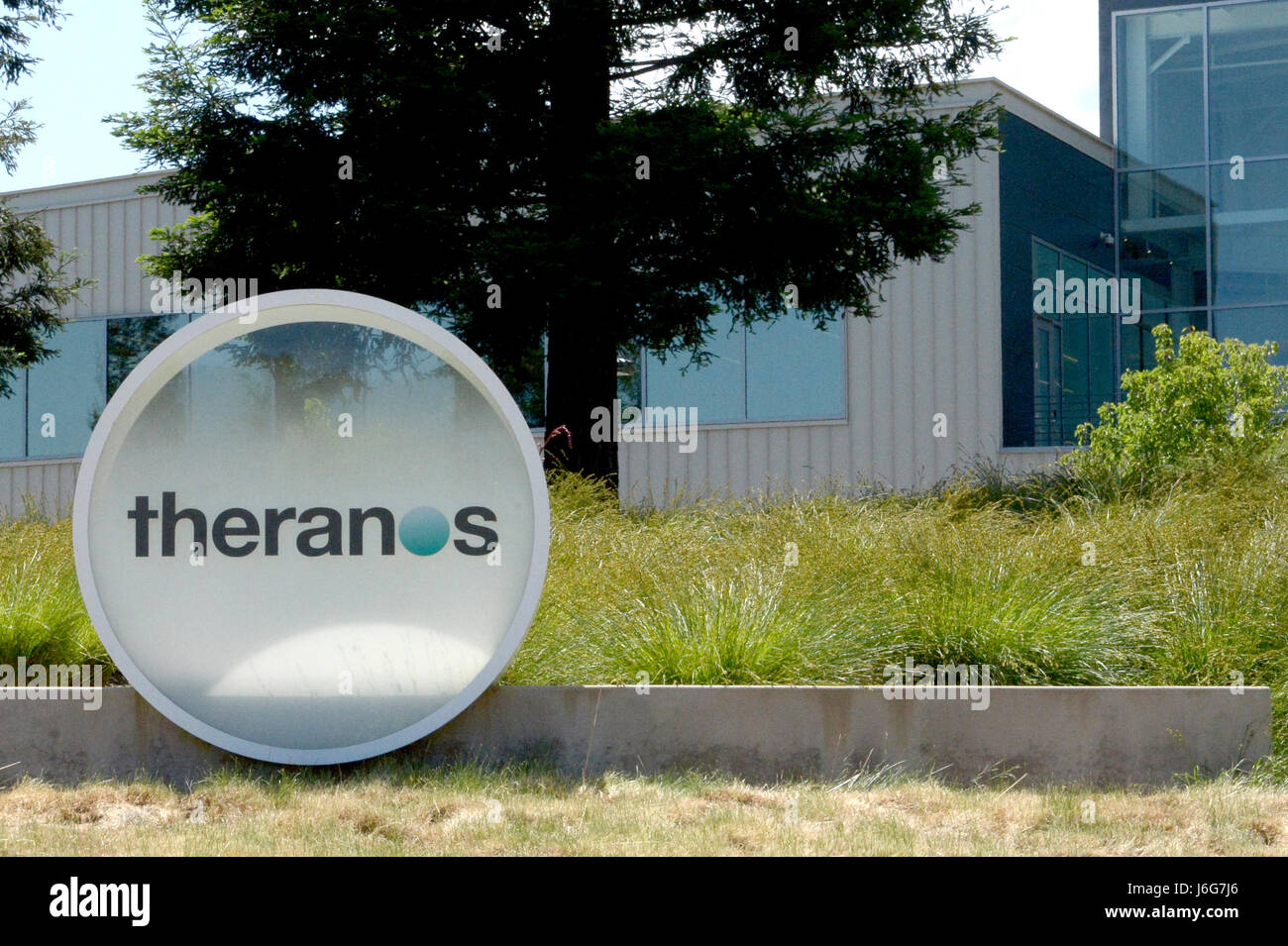 Palo Alto, California. 15th May, 2017. The logo of Theranos, a start-up ...