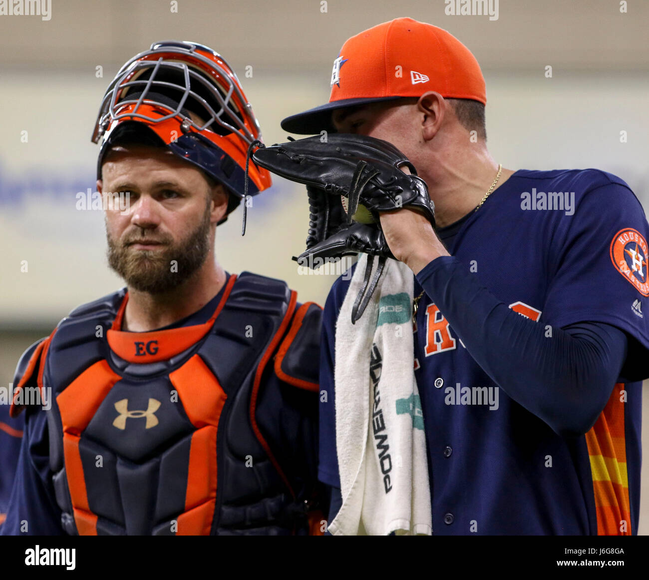 Houston, TX, USA. 21st May, 2017. Houston Astros catcher Brian McCann ...