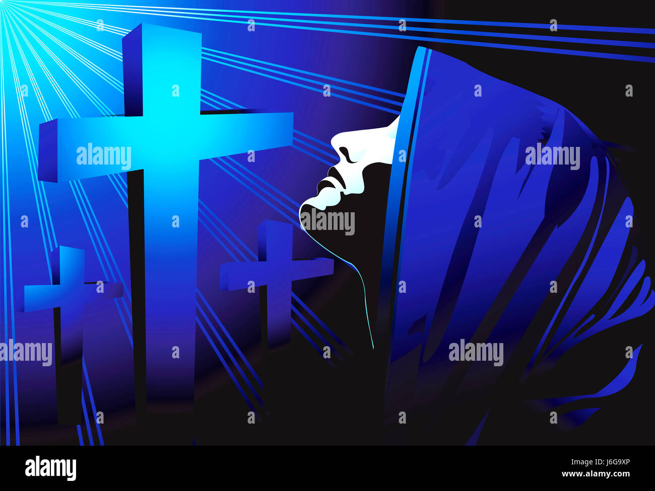 religion pray christian blue church female statue cross chapel candle ...