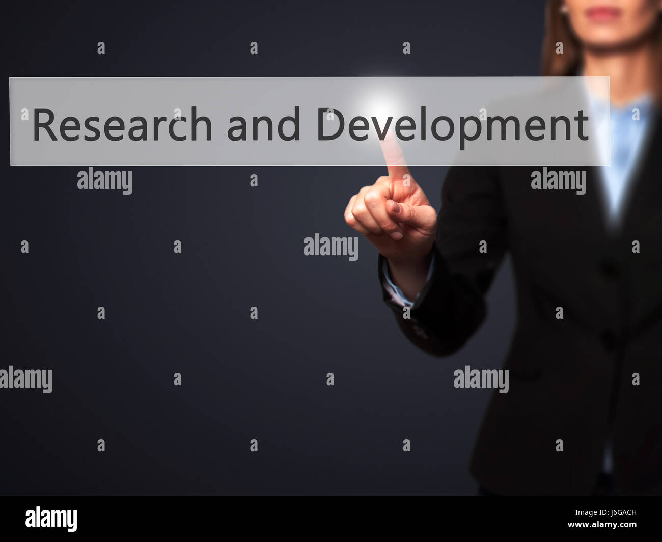 Research and Development - Isolated female hand touching or pointing to ...