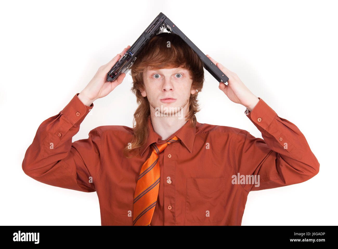 sad crisis business man businessman redheaded crazy confused laptop ...