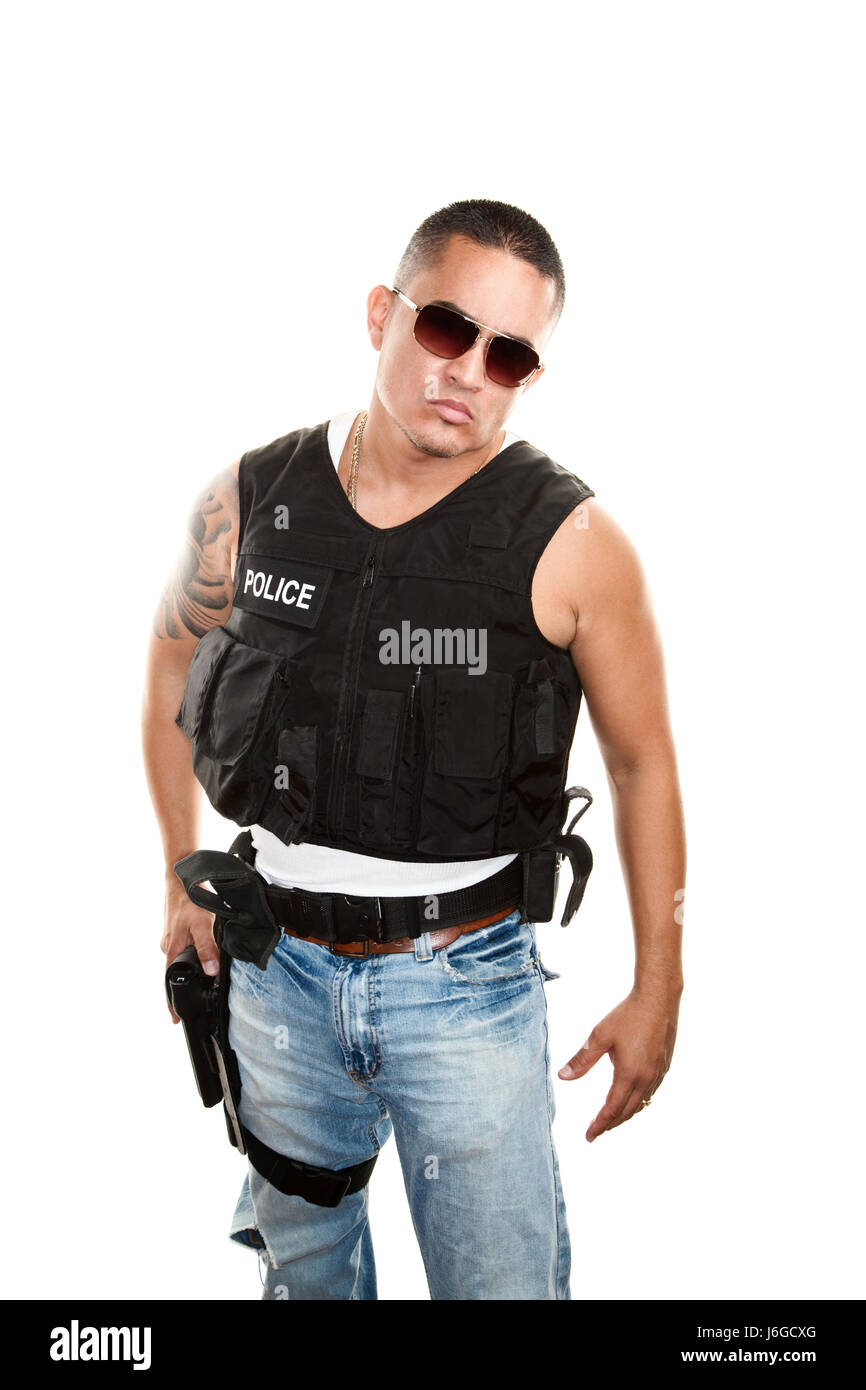 macho one handsome officer alone lonely police man hand male masculine ...