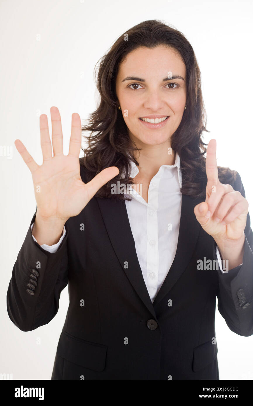 woman hand finger female six count number hand finger macro close-up ...