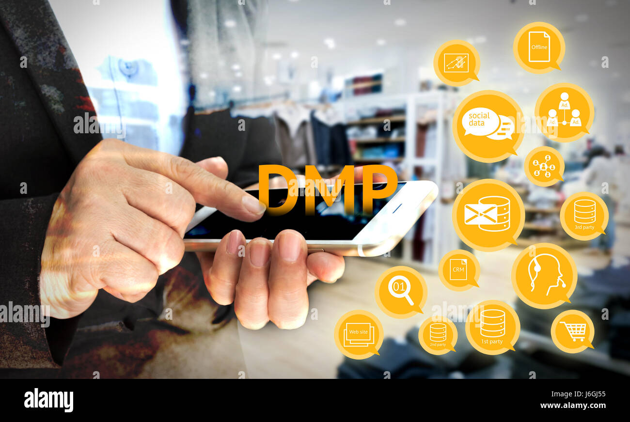 Data Management Platform (DMP) concept. Infographic , Double exposure ...