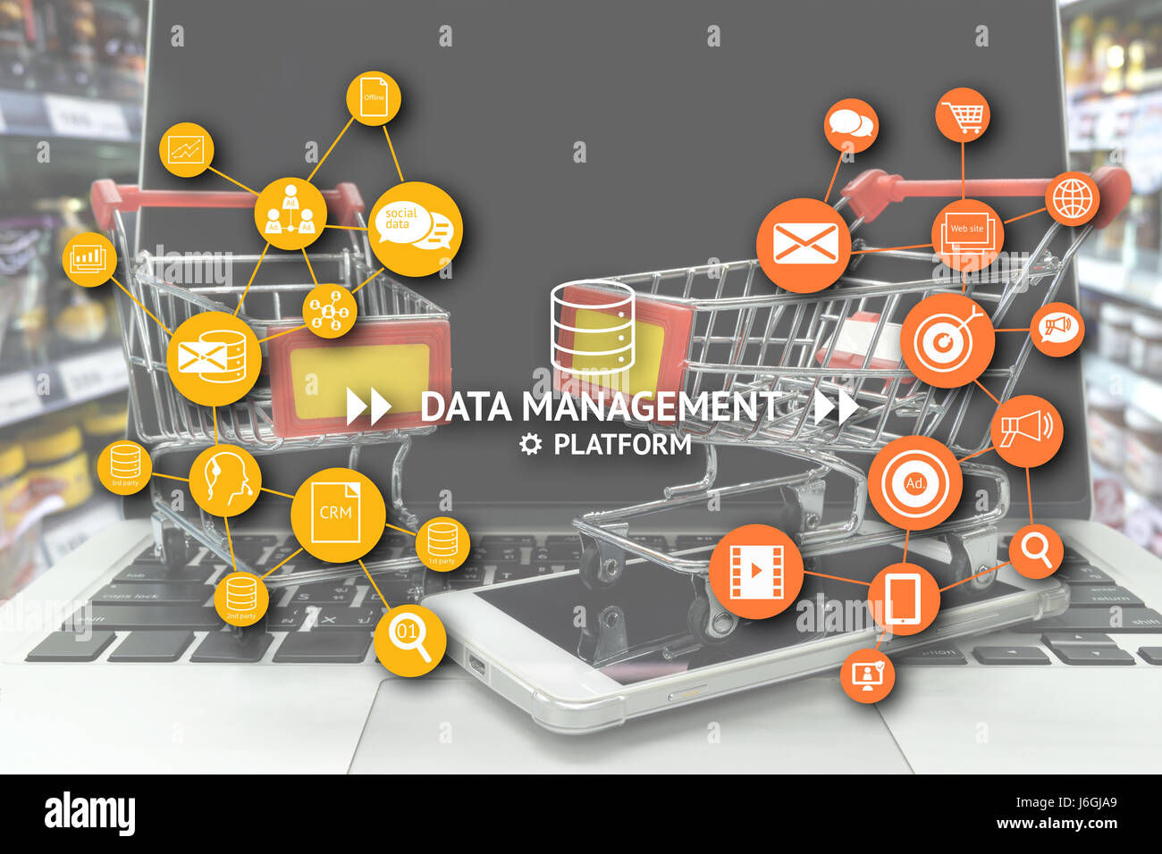 Data Management Platform (DMP) , Marketing and crm concept. Infographic ...