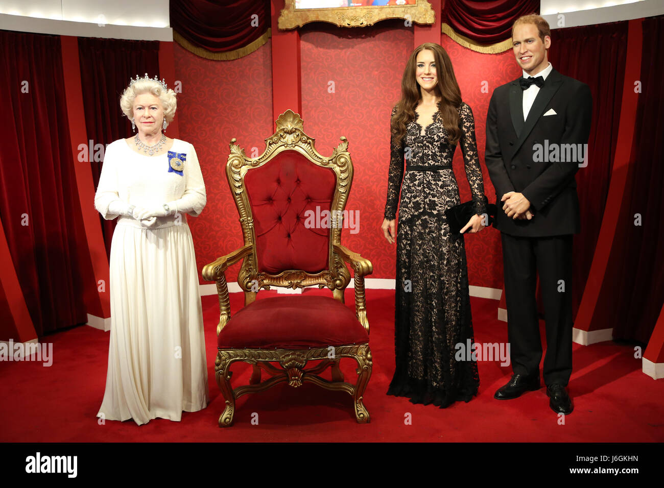 The wax figures of the Queen, Catherine (Kate Middleton), Duchess of ...