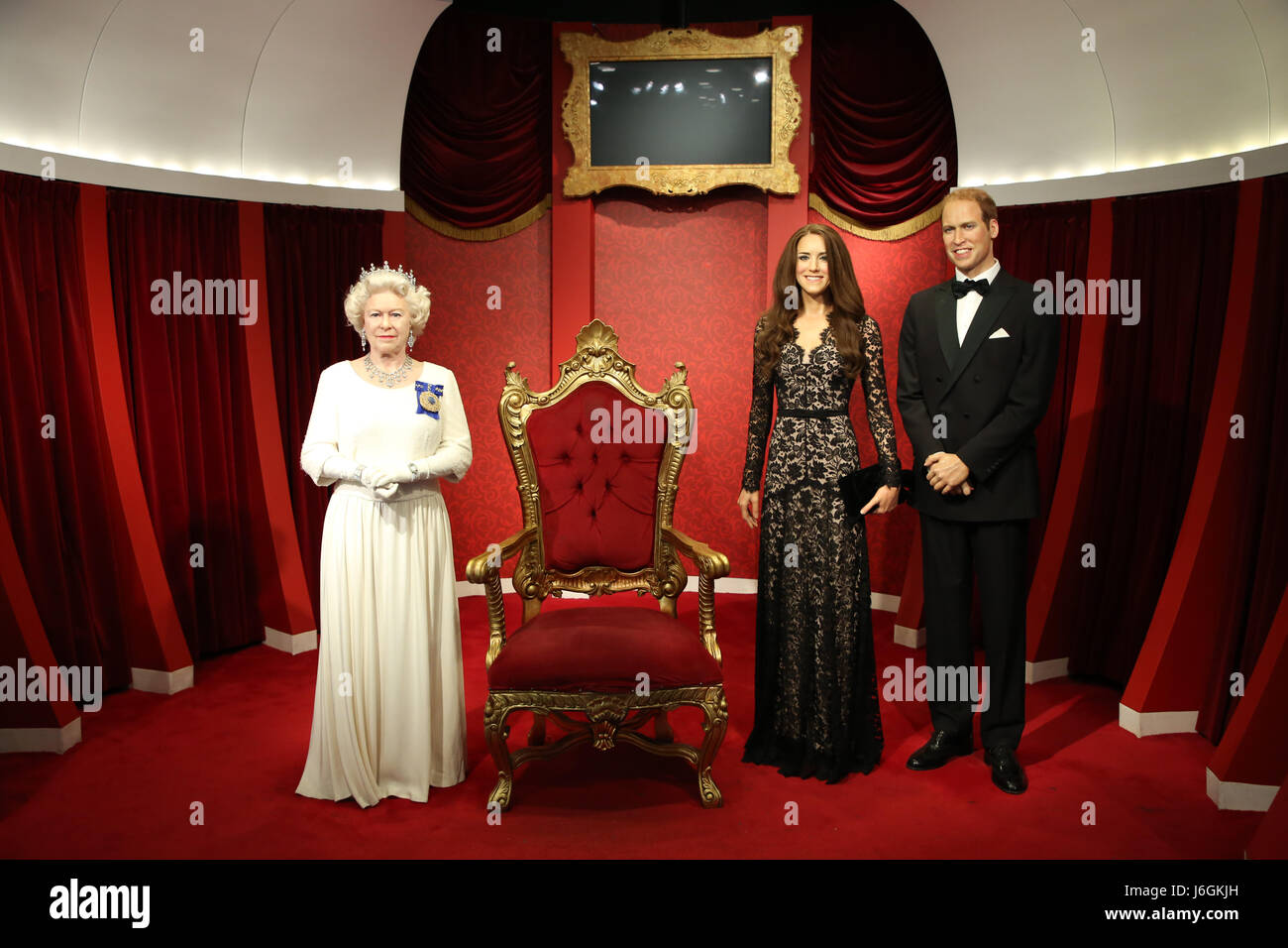 The wax figures of the Queen, Catherine (Kate Middleton), Duchess of ...