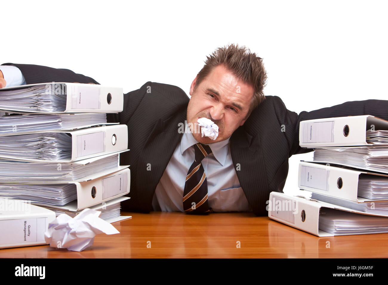office desk frustrated business man businessman depressed stress ...