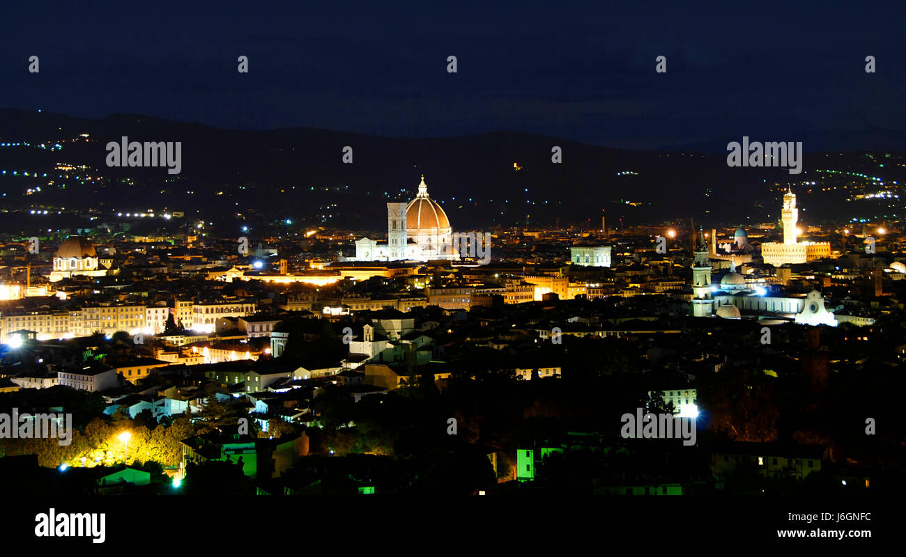 church cathedral night nighttime florence italy tower travel historical ...
