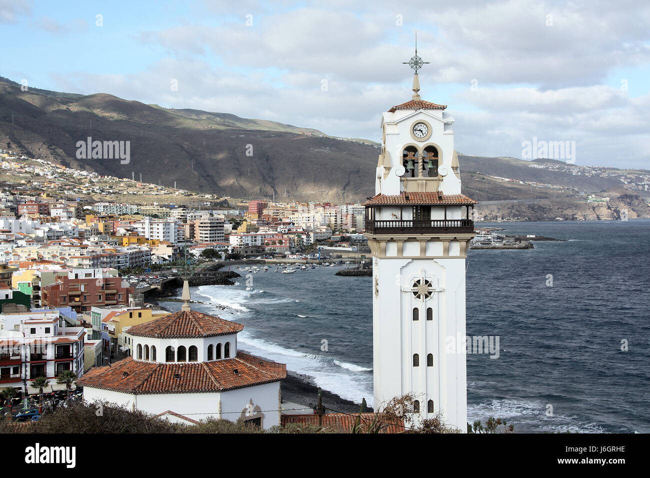 atlantic ocean salt water sea ocean water steeple teneriffa basilica ...