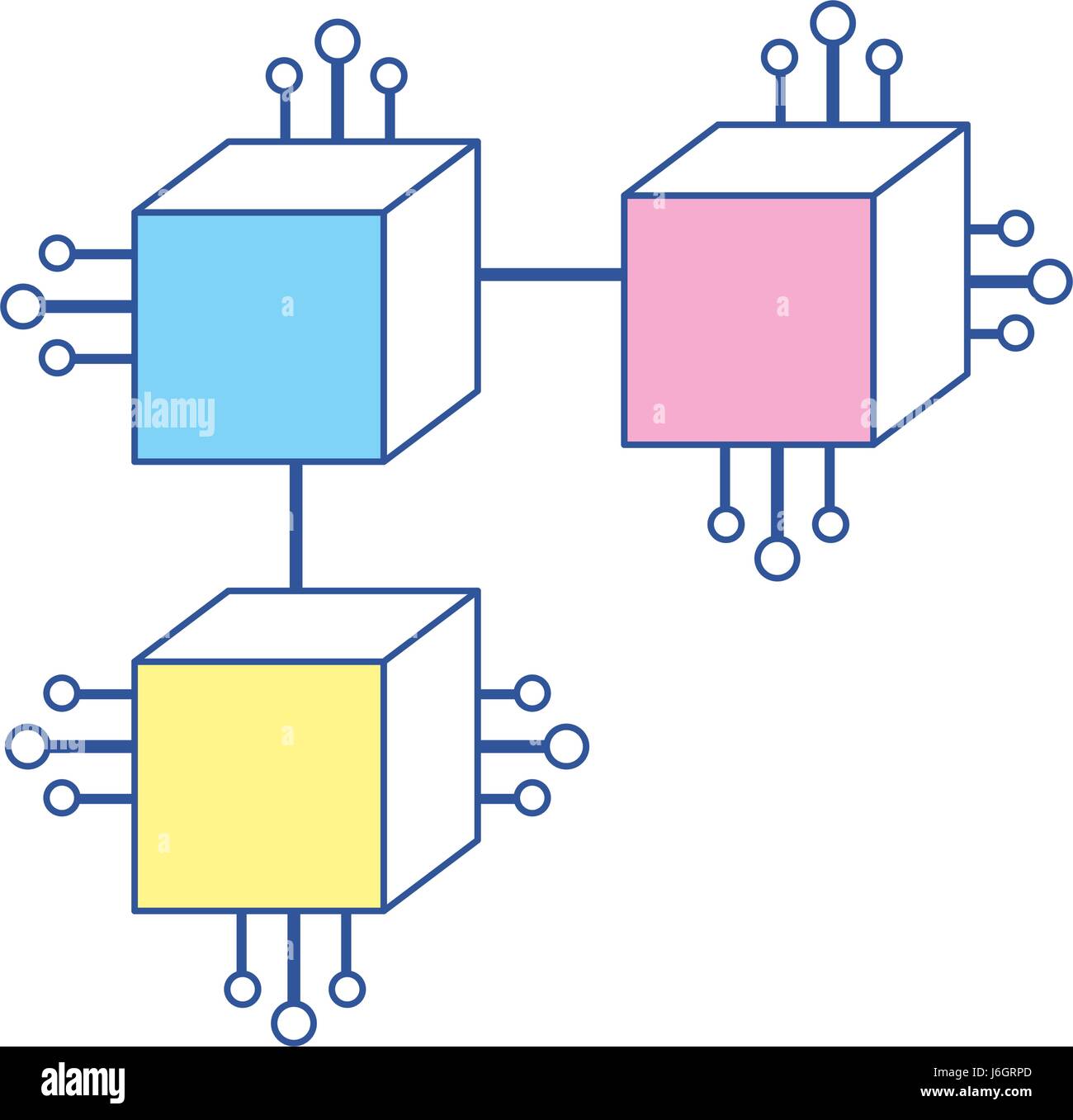 squares digital connections with circuits electronic Stock Vector Image ...