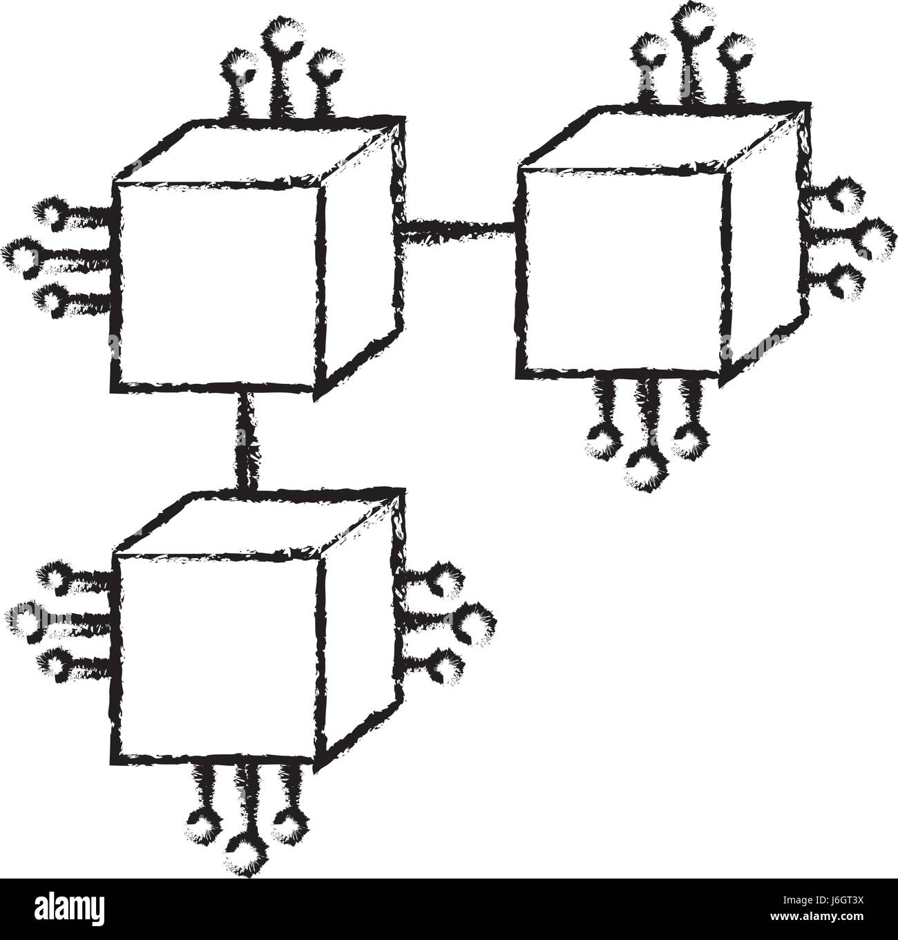 figure squares digital connections with circuits electronic Stock ...