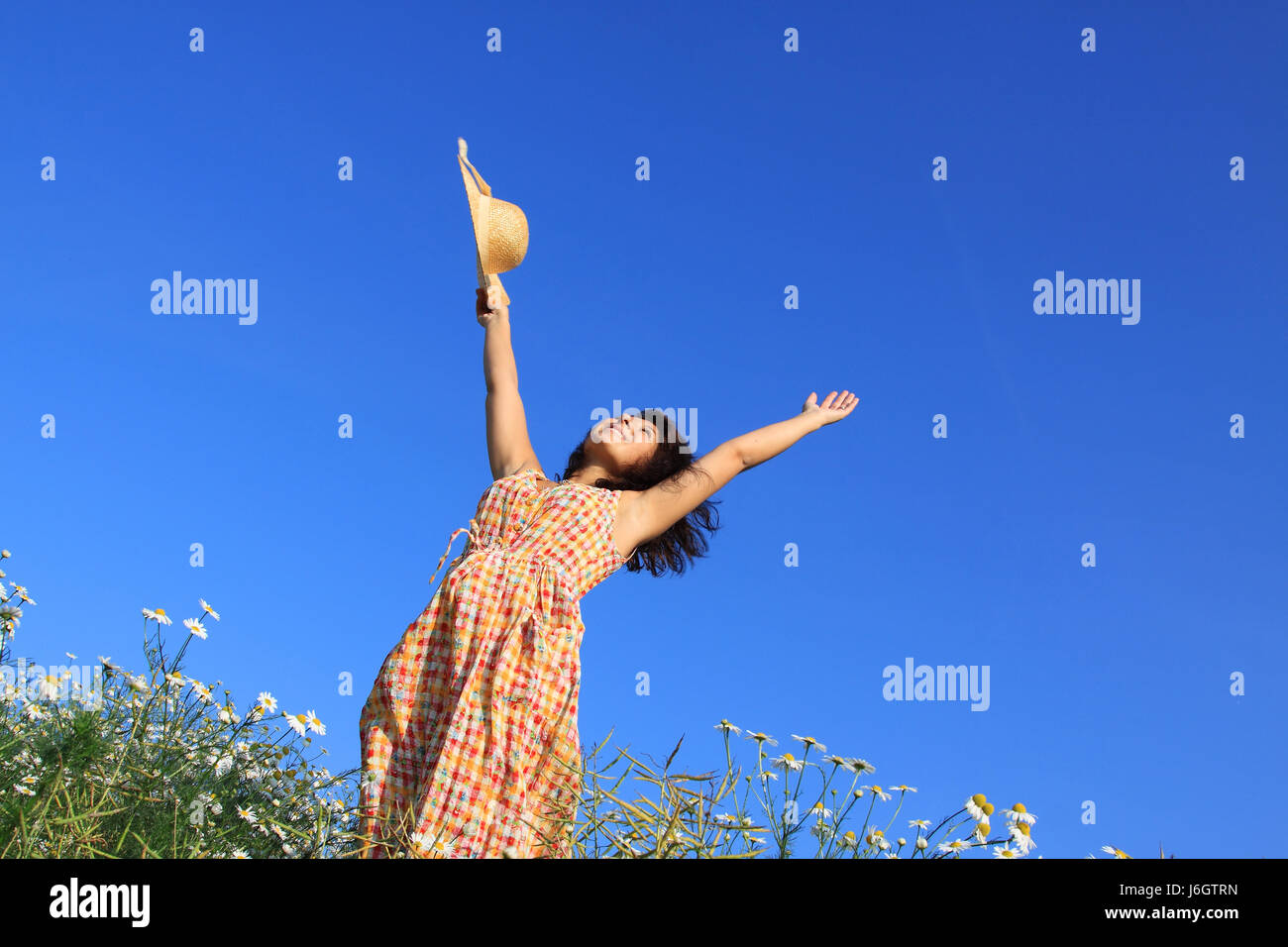 woman flower flowers plant spring bouncing bounces hop skipping frisks ...