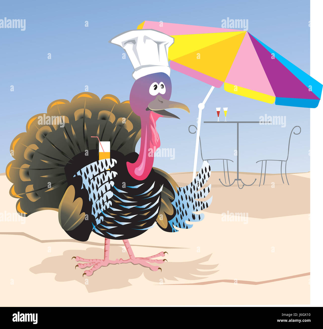 Turkey On Beach Cartoon