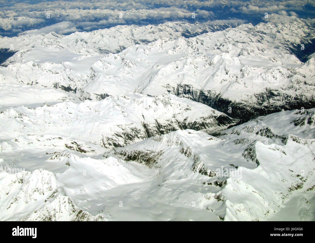 alps summit aerial photograph climax peak glacier top of the mountain ...