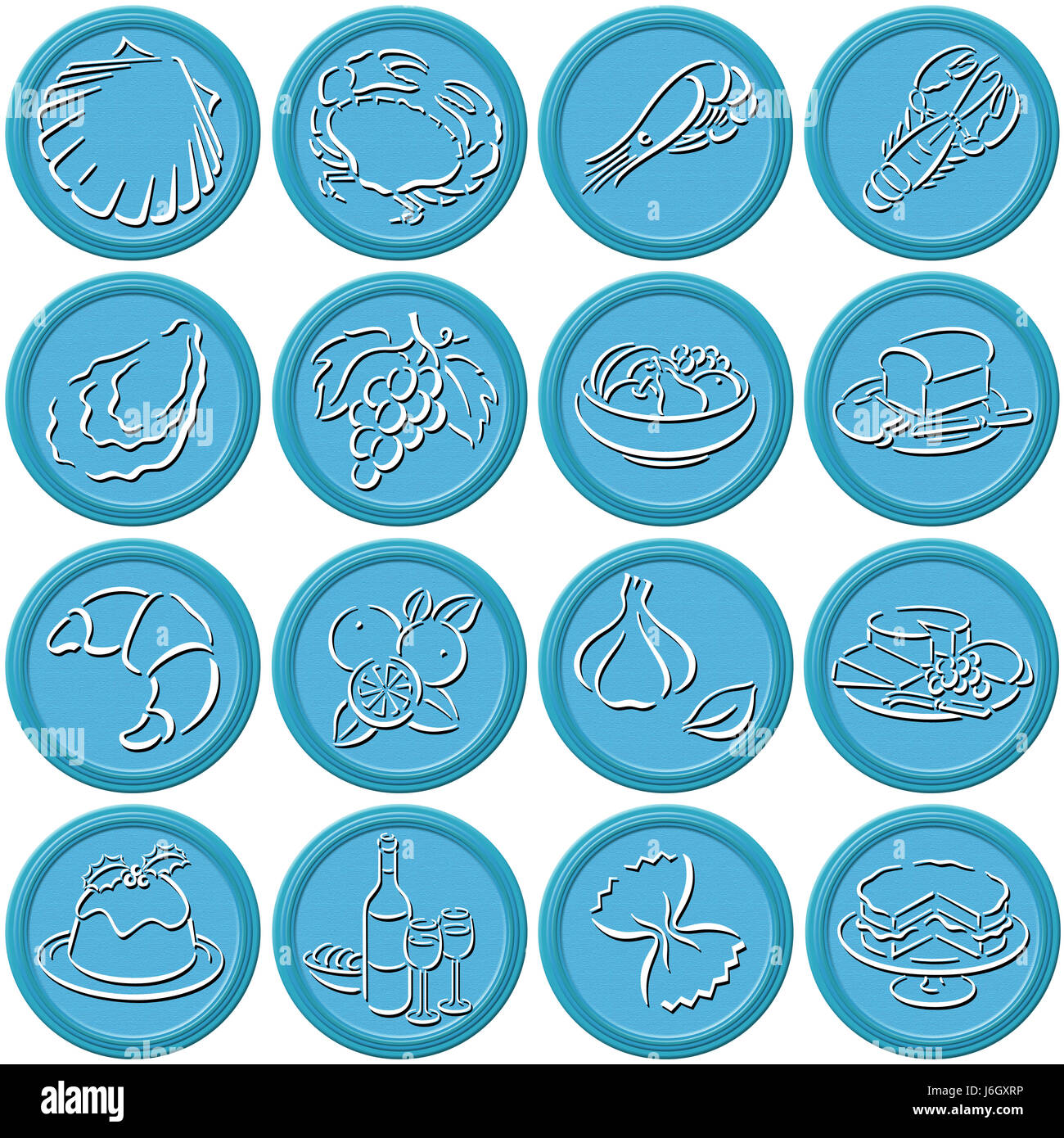blue gastronomy symbols plastic icons blue dough noodles decoration ...