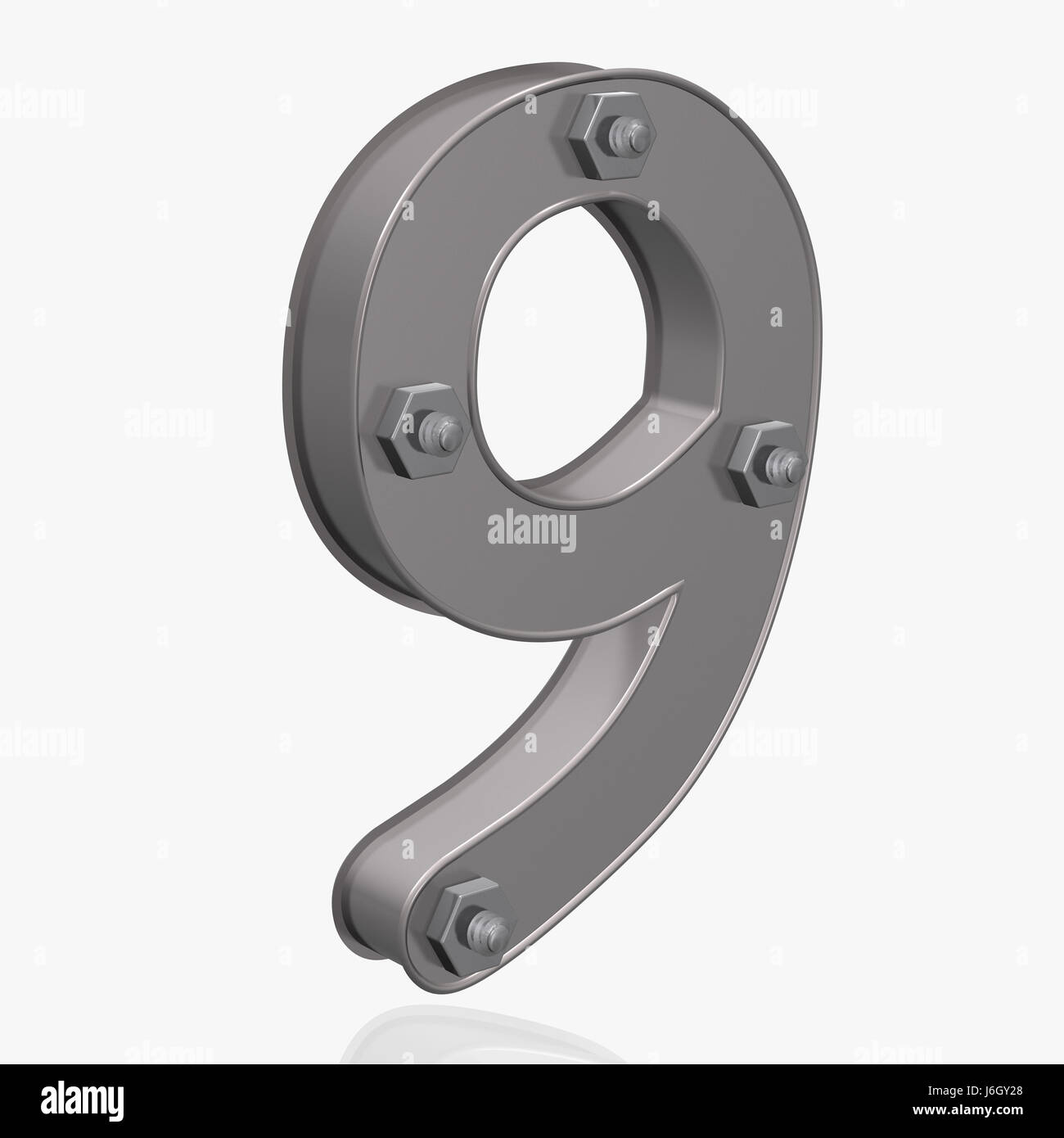 alphabet - metal - number 9 Stock Photo - Alamy