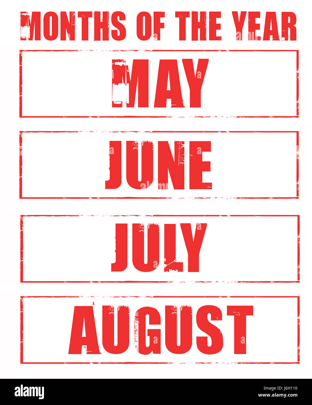 May june july august month months stamps rubber years year isolated ...
