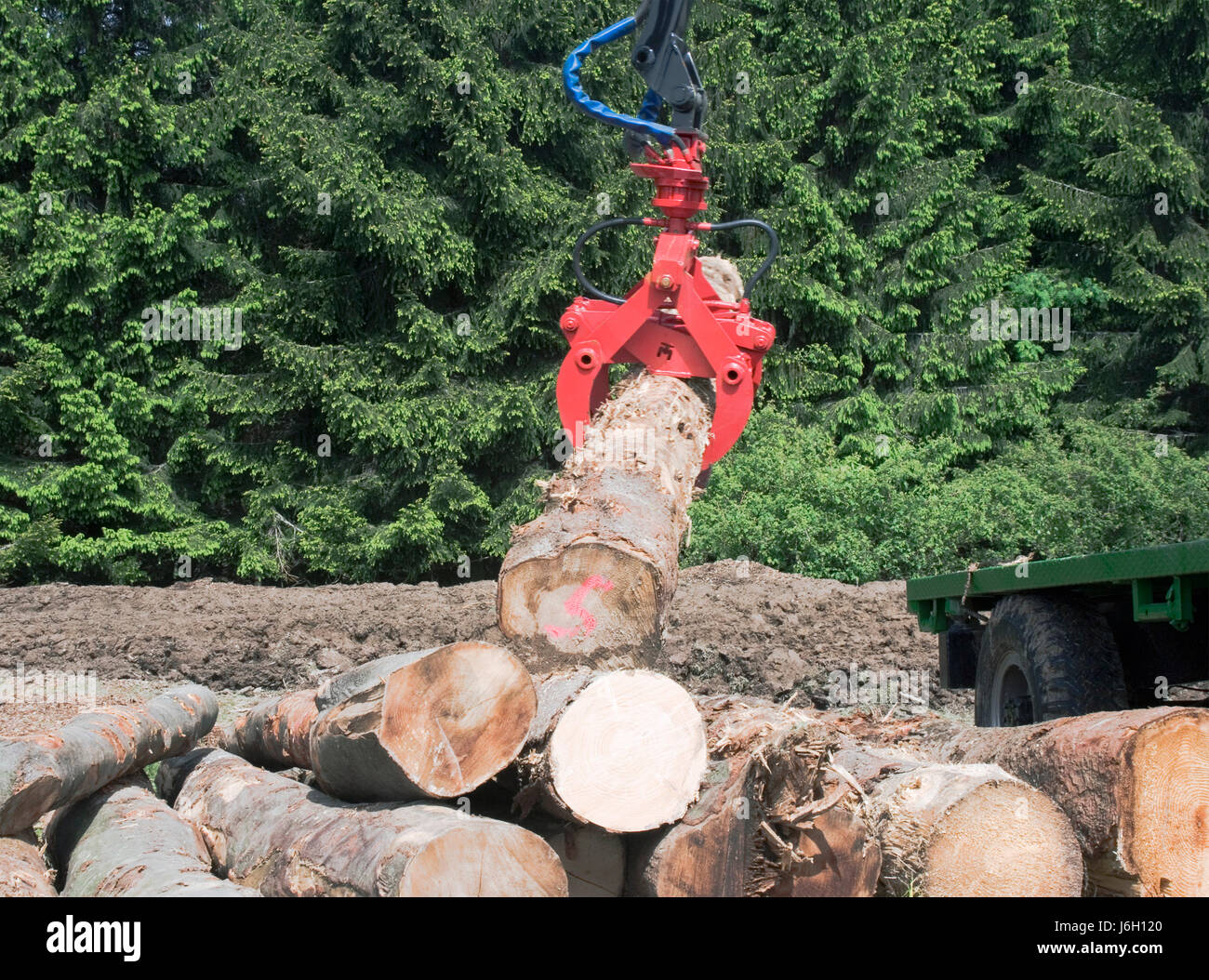 machinery timber log picker machine tree trees industry wood work ...