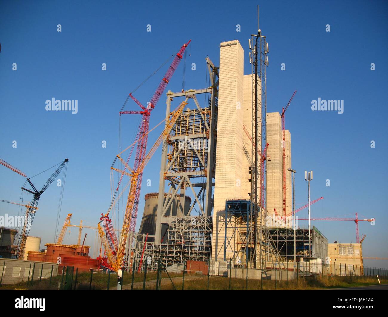 tower power station construction industry construction site blue modern ...