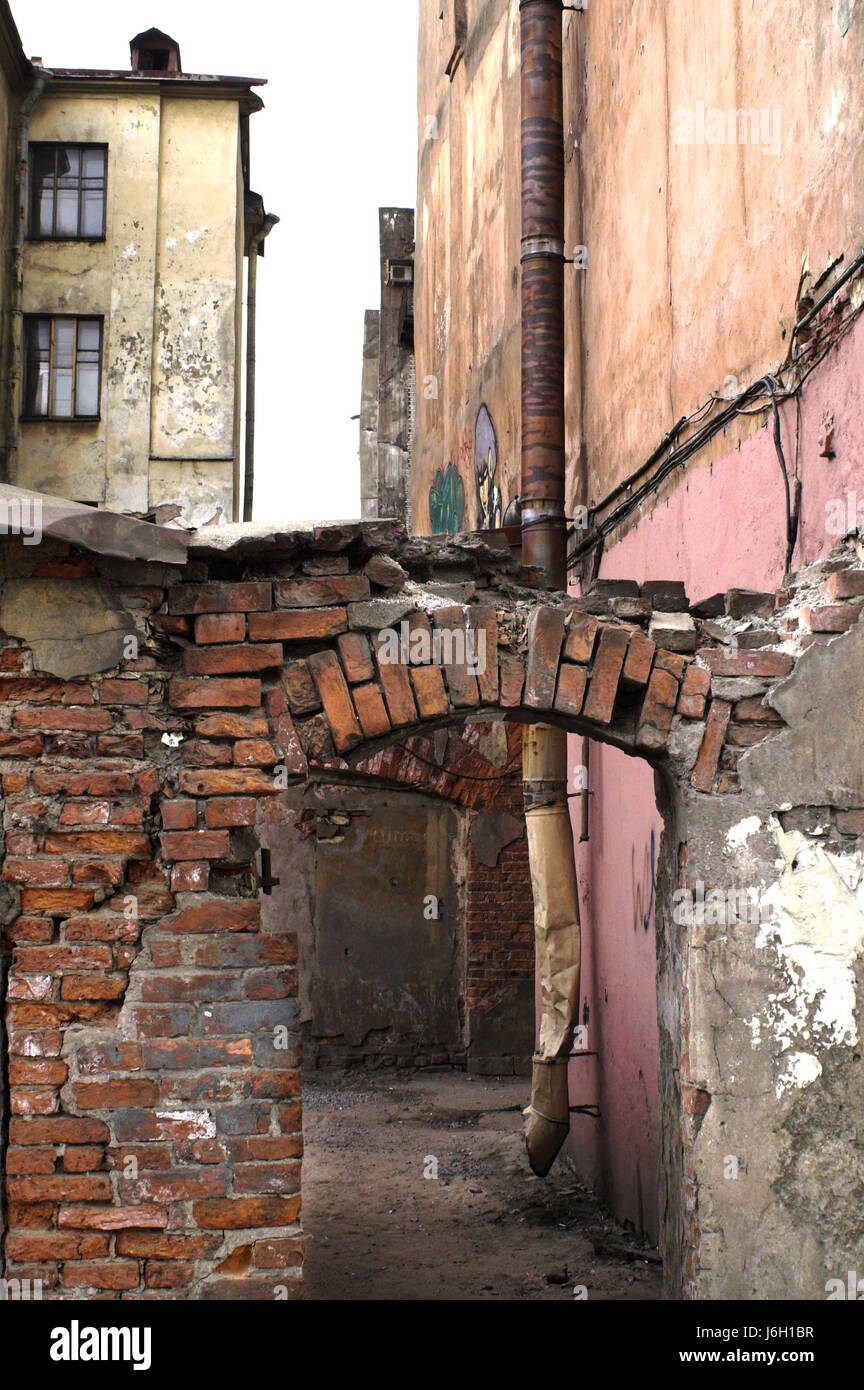 house building wall slum dilapidated abandoned demolished bricks house ...