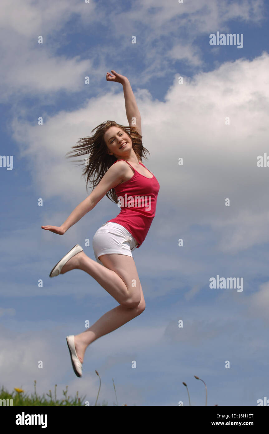 teen spring bouncing bounces hop skipping frisks jumping jump teenager ...