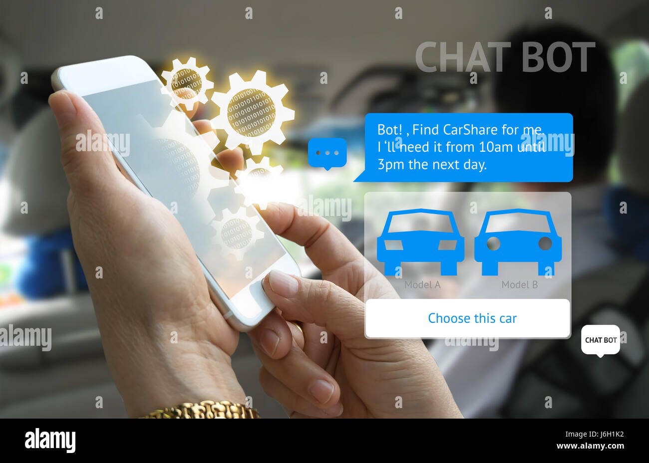 Chat bot , car sharing ,rental car and future marketing concept ...
