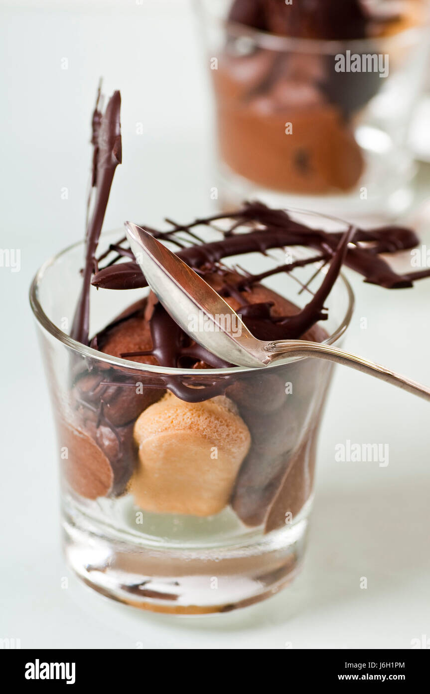 chocolate mousse in glass on white background Stock Photo - Alamy