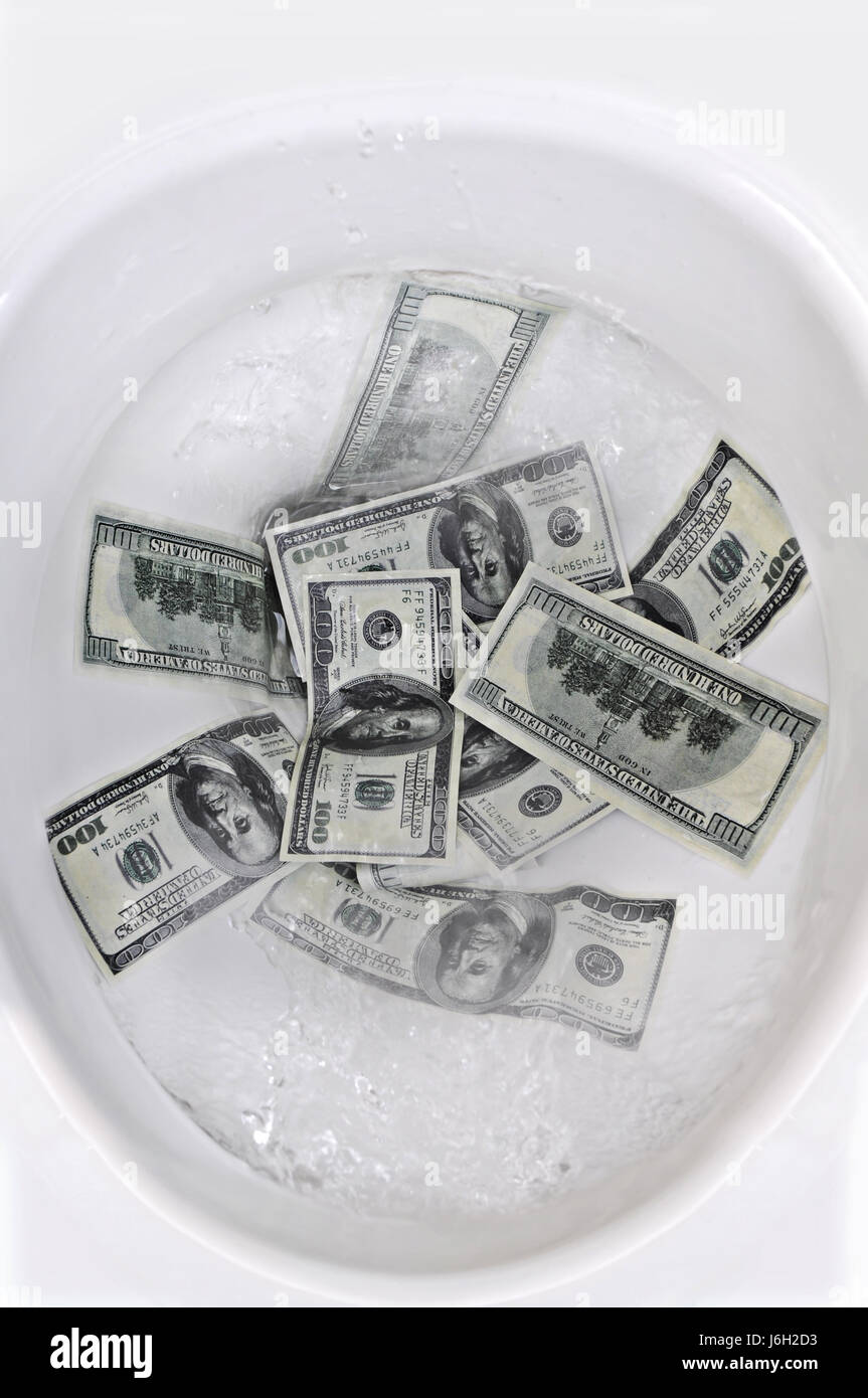 dollar dollars toilet treasury notes bills waste squandering money ...