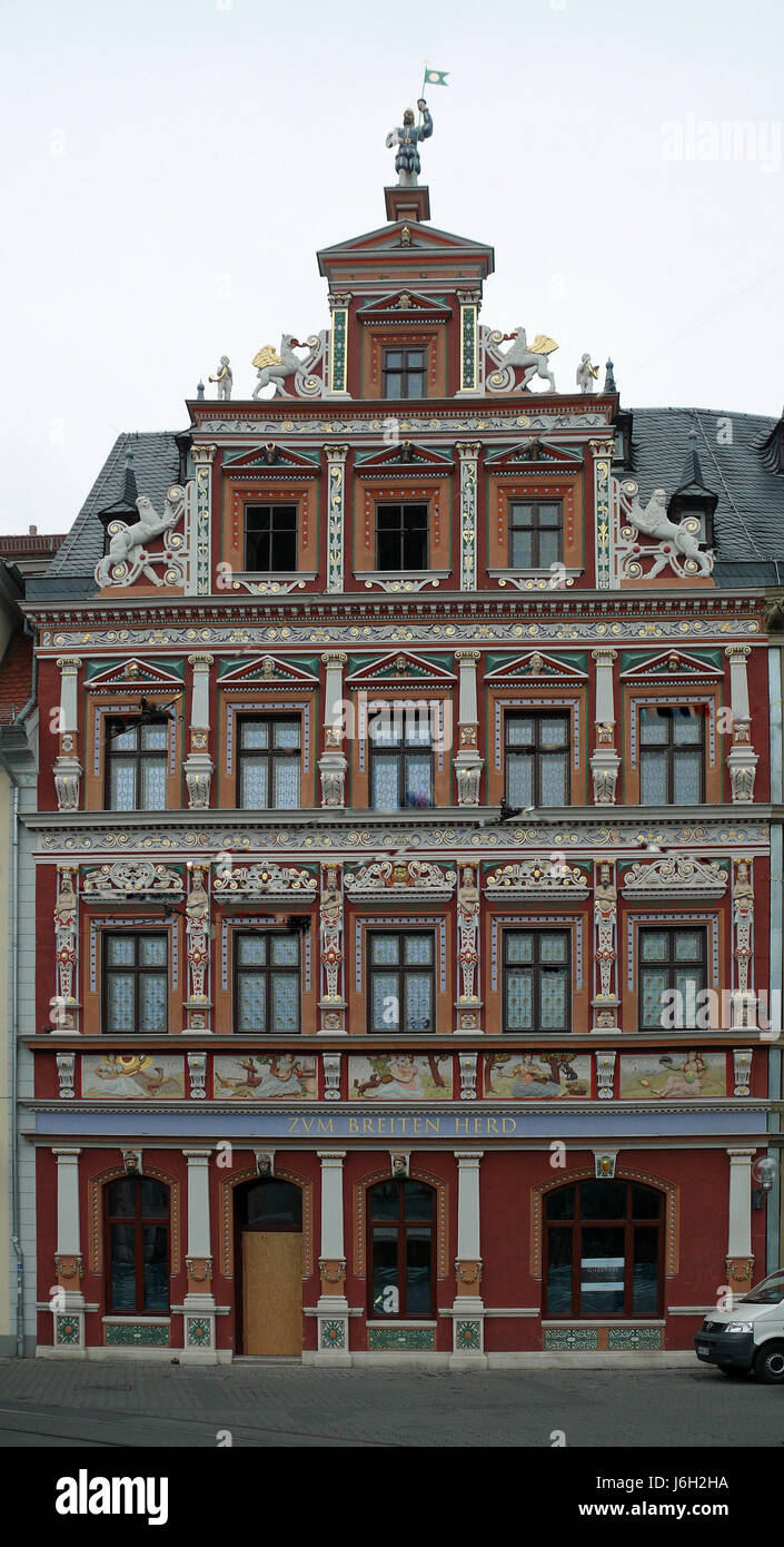 house building frame-work facade stucco redecorates middle ages ...