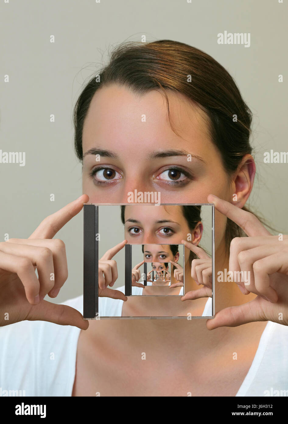 woman portrait eyes dvd CD cover woman music portrait eyes mirror hold ...