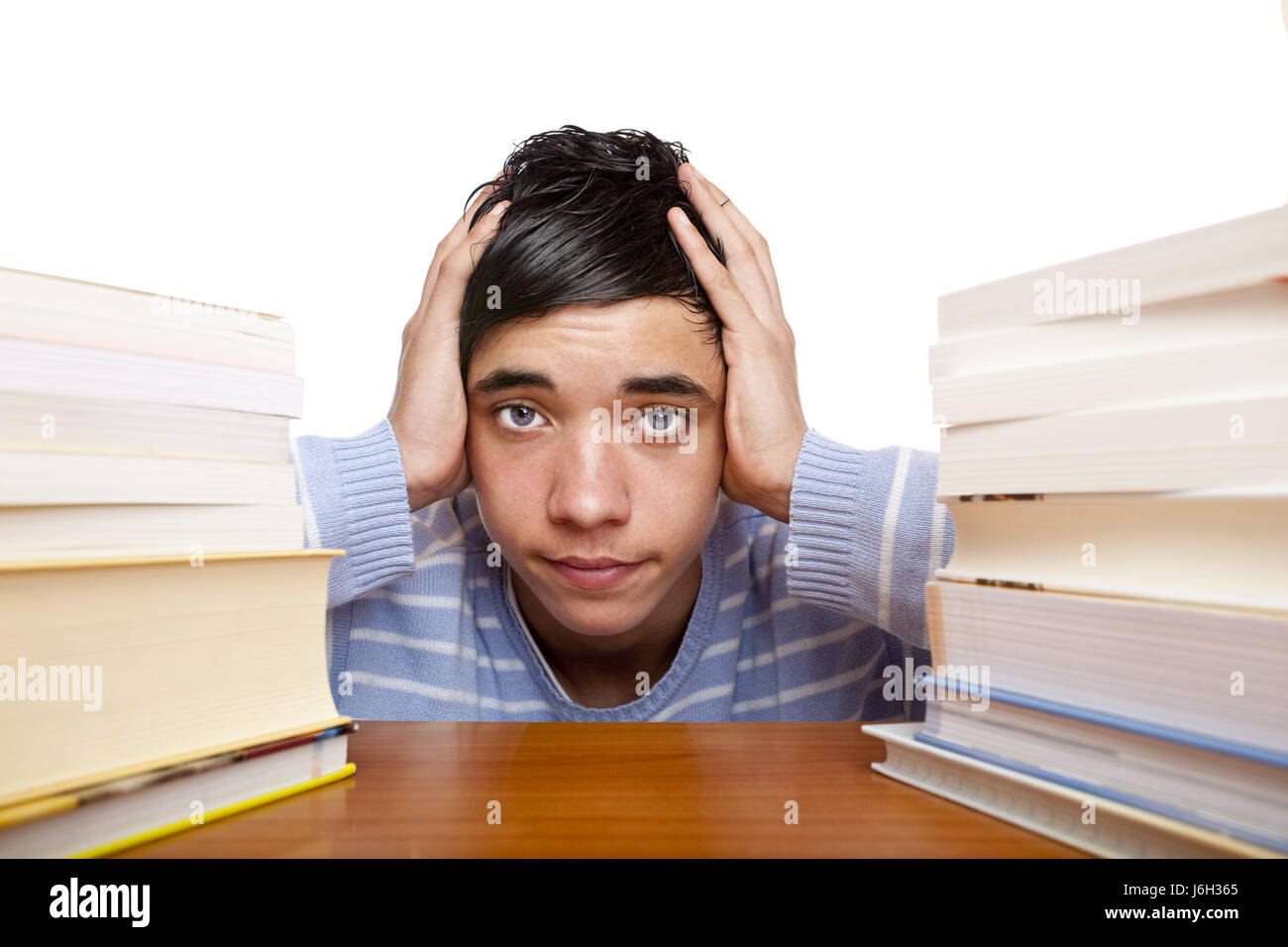 study learn frustrated books student stress boy lad male youngster man ...