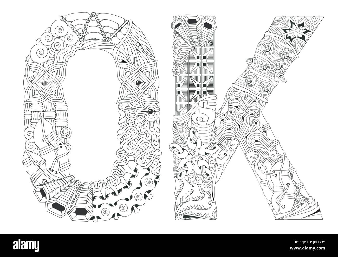 Word OK for coloring. Vector decorative zentangle object Stock Vector ...