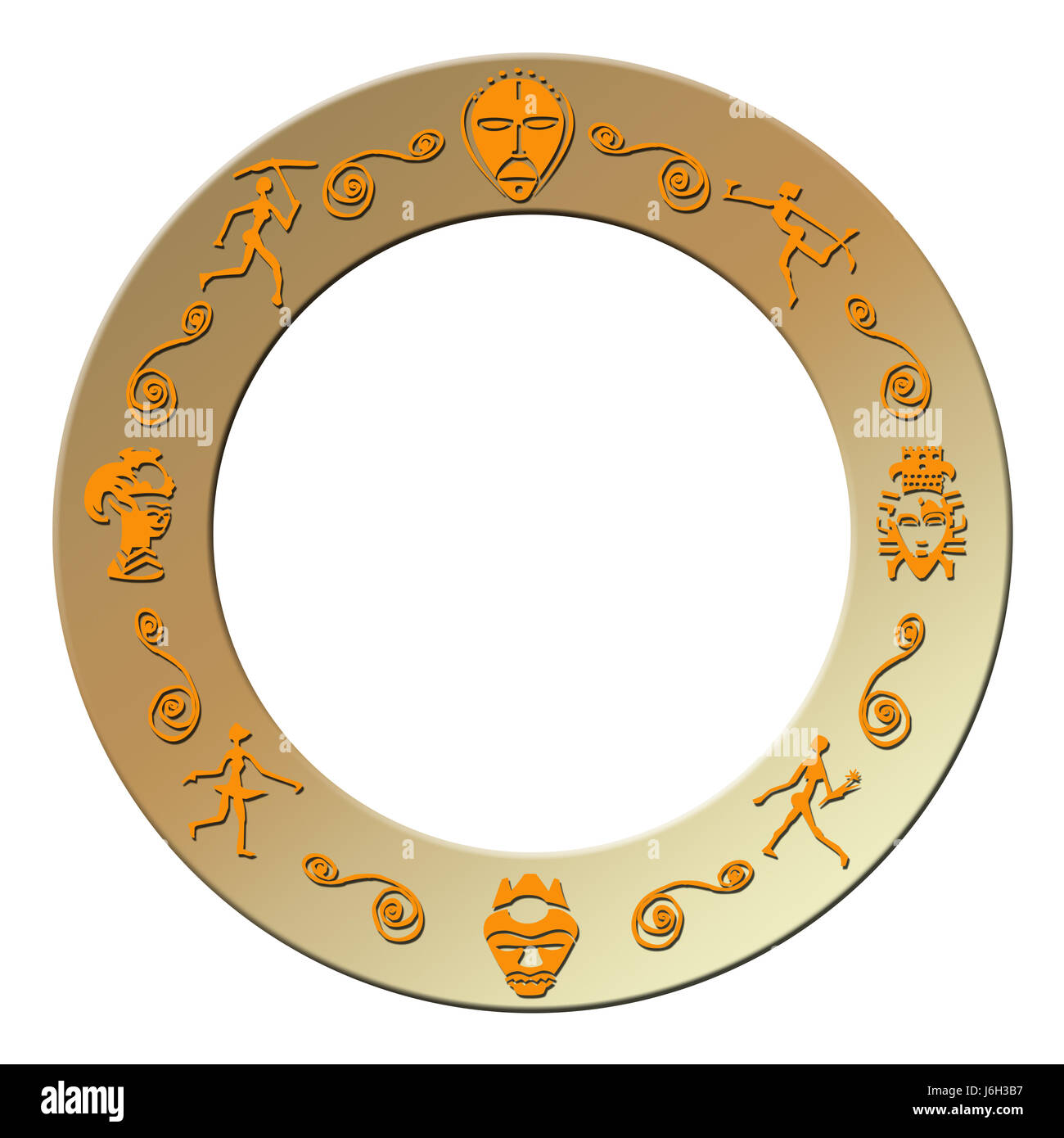africa masks circle symbols golden complete perfect frame framework ...